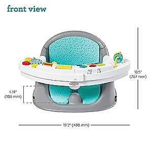 Infantino Music & Lights 3-in-1 Discovery Seat and Booster - Convertible, Infant Activity and Feeding Seat with Electronic Piano for Sensory Exploration, for Babies and Toddlers, Teal