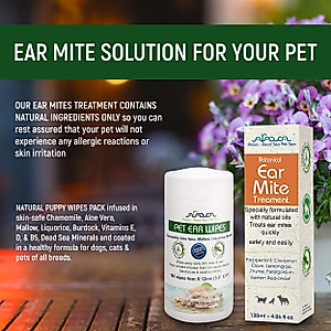 Arava Natural Ear Mite Treatment for Cats and Dogs - Effective Ear Cleaning Drops for Cat and Dog Ear Mites and Prevent Infections - NOT for Cats Under 13 LBS & Puppies Under 9 Months