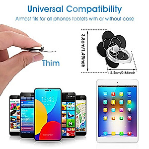 Cobee Flower Finger Ring Grip Stand, 2 Pcs Cell Phone Ring Holder, 360° Rotation 180° Flip Universal Metal Ring Finger Holder, Phone Kickstand Compatible with Smartphones(Black+Silver)