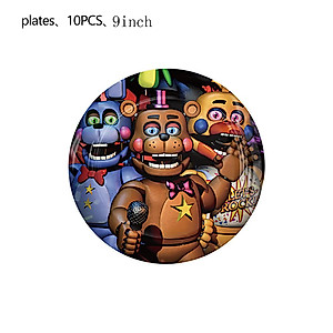 42pcs/set Theme Birthday Five Nights Freddy Party Supplies Banners, 20 Plates, 20 Napkins, and 1 Tablecover for Birthday Party Decorations for Boys and Girls Baby Shower