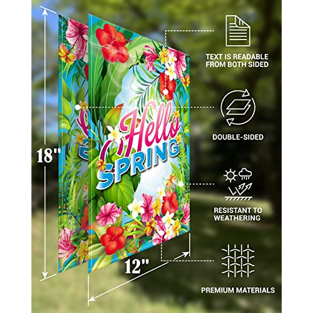 BP&Q Seasonal Garden Flags 12x18 Double Sided Set of 12 - Outdoor Garden Flag Set Holiday Decorations for All Seasons - Small Yard Flags for Outside with Anti-Wind Clip and Stopper