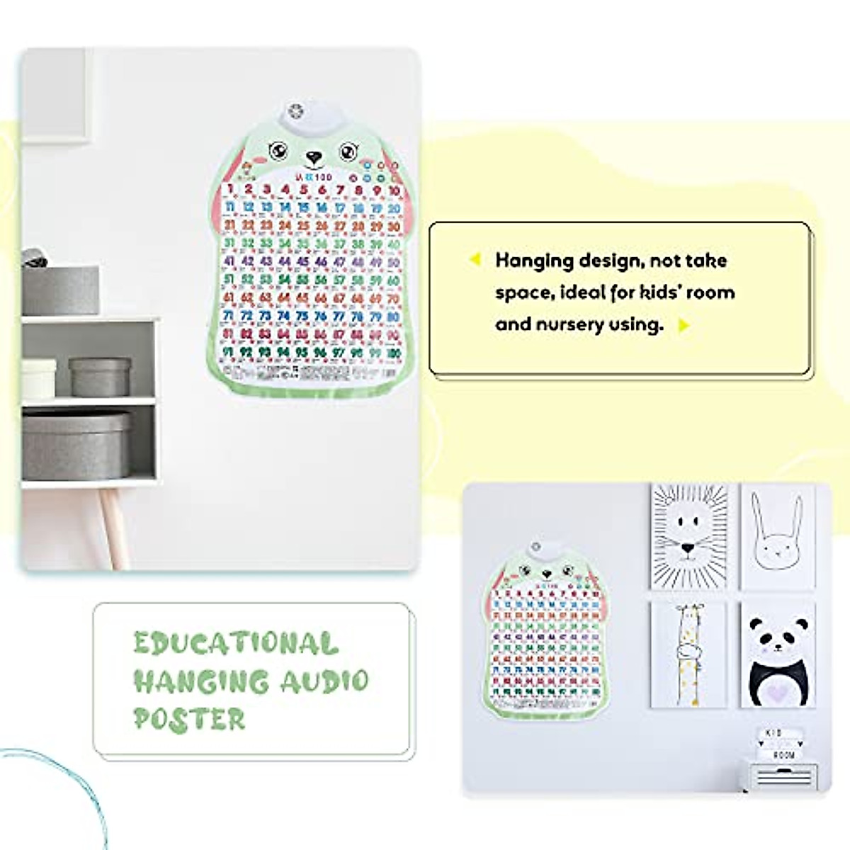 Toyvian Electronic Interactive Number Alphabet Fruit Wall Chart Music Talking Poster Educational Posters for Preschool Kindergarten Homeschool Supplies