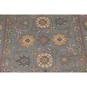Transitional Collection 9 x 12 Oushak Area Rug, Floral/Geometric Wool Carpet for Home Décor, Living Room, Dining Room, and Bedroom
