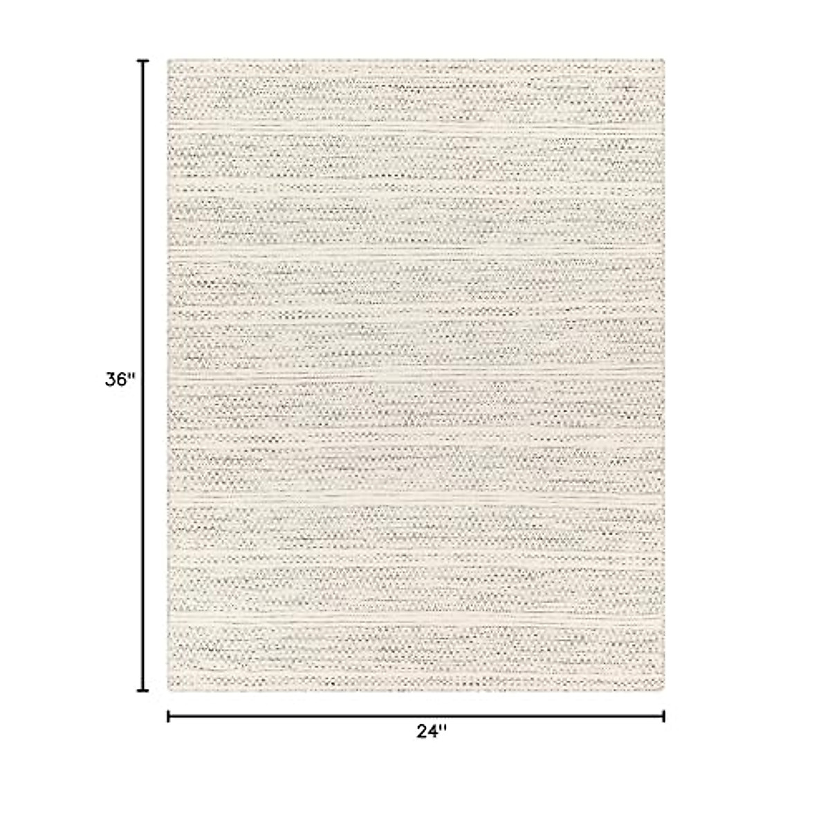 Hauteloom Williford Boho Hand Woven Wool Natural Fiber Soft Area Rug for Living Room, Bedroom, Dining Room- Traditional Farmhouse High Pile Braided Carpet - Black, Cream, Beige - 2' x 3'