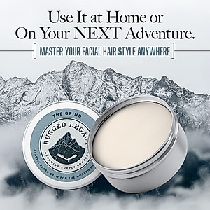 Rugged Legacy - Beard Balm, The Grind 2oz Beard Balm for Men, Scented Beard Balm with Notes of Coffee & Fresh Bergamot, Beard Balm Made with Natural Oils that Enrich Your Entire Beard - Roots To End