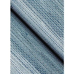 Classic Faux Grasscloth Peel and Stick Wallpaper, Mineral Blue