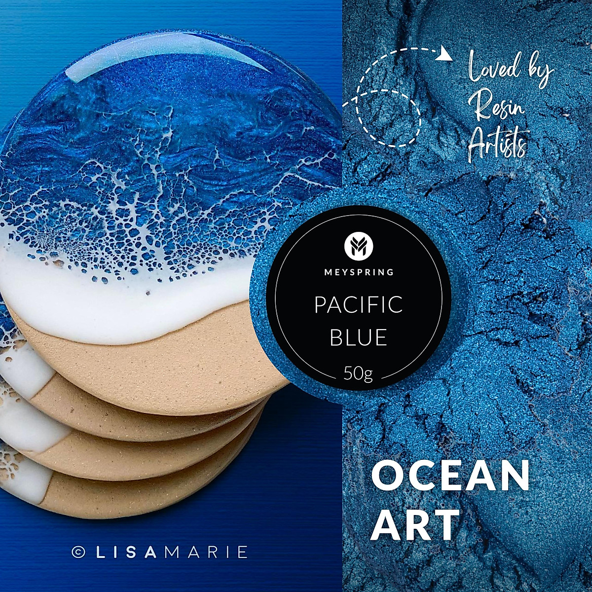 MEYSPRING Pacific Blue Epoxy Resin Color Pigment - 50 Grams - Great for Resin Art, Epoxy Resin, and UV Resin - Mica Powder for Epoxy Resin