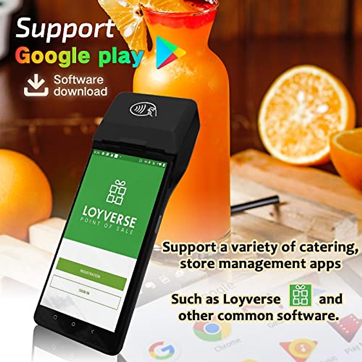 SMAJAYU Pos Terminal Receipt Printer Android 10 Handheld Mobile POS with 4G,WiFi,Bluetooth, 58mm Thermal Receipt Printing for Small Business Retail,Built-in Google Play Support Android Software