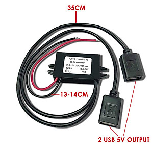 SSLHONG Waterproof DC Converter 12V 24V to 5V 3A/15W Dual USB Power Adapter 12V to 5V Step Down Voltage Regulator Charge for Samsung Galaxy, iPad iPhone 6S 7 7S/8 Plus etc