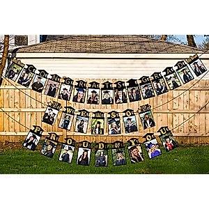 3PCS Graduation Decorations Class of 2023 Photo Banner Party Supplies - Congrats Grad We are So Proud of You Garland Decor(Black)