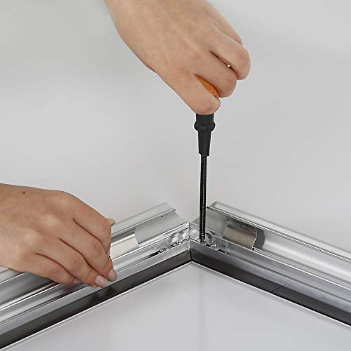 M&T Displays Portable Snap Poster Frame 40x60 Inch Silver 1.25" Aluminum Profile Front Loading Wall Mounting Photo Picture Document Certificate Sign Holder Mitered Corner Anti Glare Cover