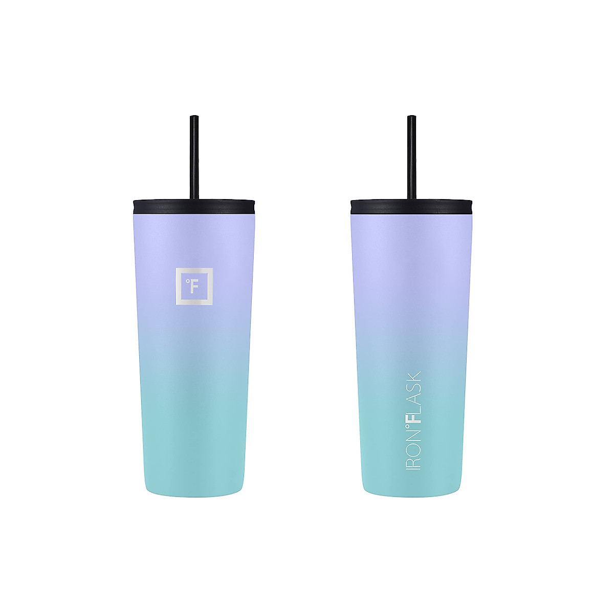 IRON °FLASK Classic Tumbler 2.0-2 Lids (Straw/Flip), Vacuum Insulated Stainless Steel Water Bottle, Double Walled, Drinking cup, Thermo Travel Mug - Cotton Candy, 24 Oz