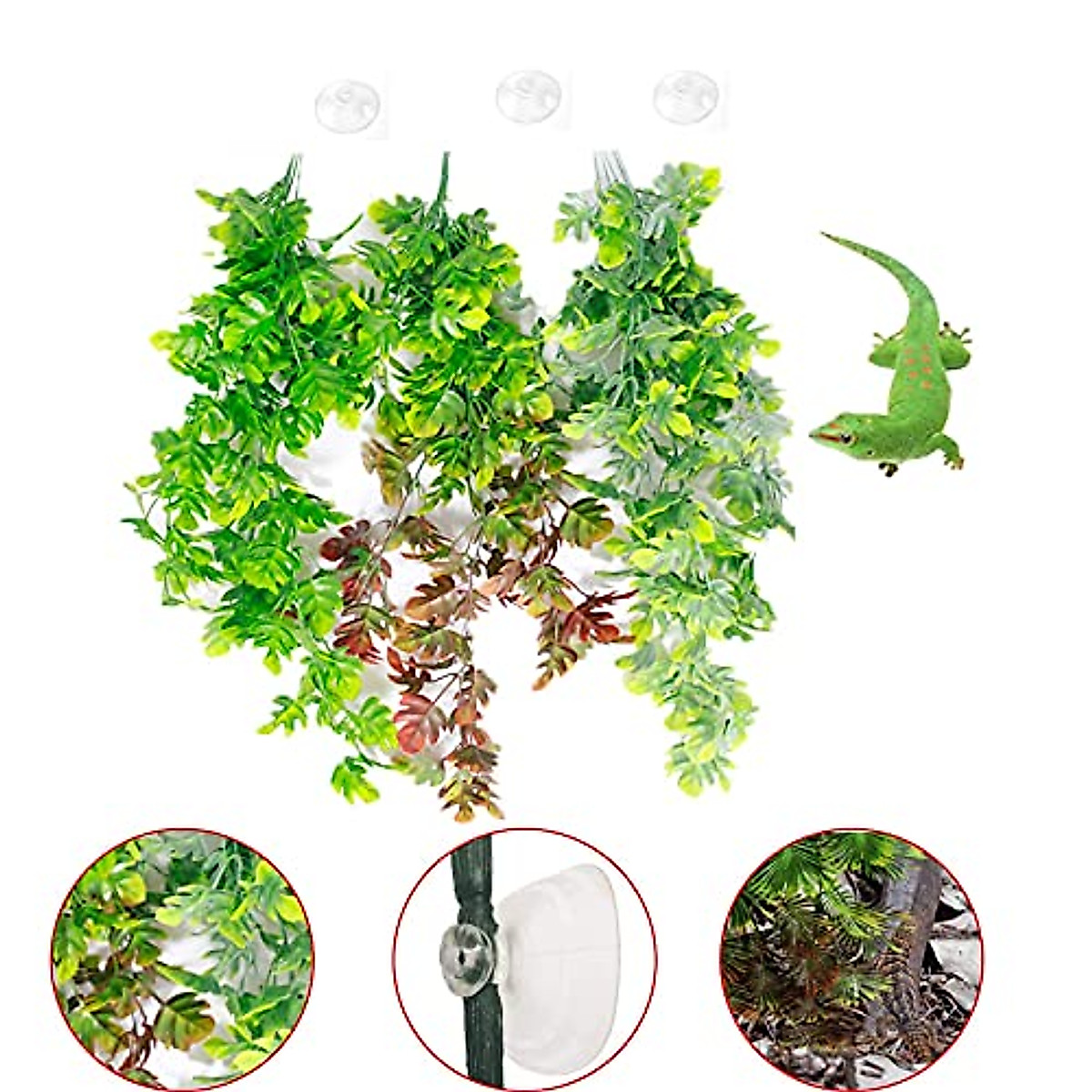 Hamiledyi Bearded Dragon Tank Accessories Lizard Hammock Adjustable Leash Bat Wings Reptile Plants Hanging Fake Vines Tank Habitat Decor for Climbing Chameleon Lizards Gecko Snakes