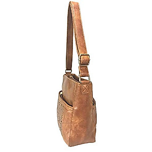 Zzfab Laser Cut Locking Small Concealed Carry Purse CCW Crossbody Bag with Credit Card Slots Brown