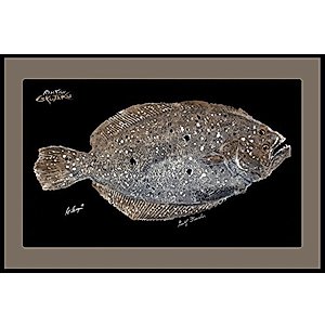 Realfish Door Mat, Floor Mat, Fish Mat, Flounder 24" x 36" Gyotaku Series