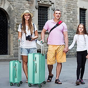 PINPON Luggage Sets 3 Piece, Expandable Hard Luggage Sets with TSA Lock, Carry On Luggage with Double Spinner Wheels for Women Men, Travel Suitcase Lightweight (20/24 / 28, Green)