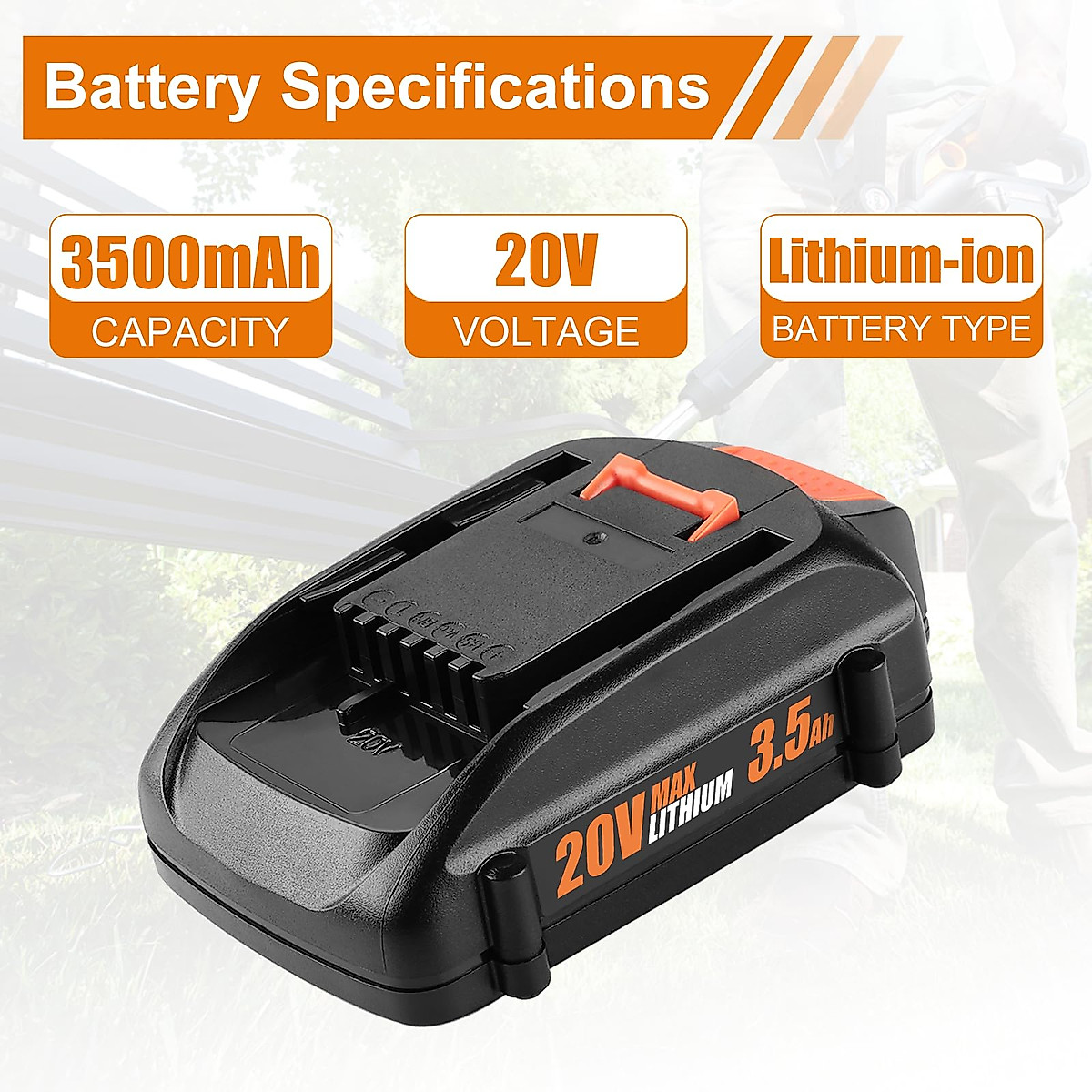 BECDXPal 2 Packs 3.5Ah Replacement for 20V Battery PowerShare Replacement Battery for 20V WA3520 WA3525 WA3575 WG890 WG891 Compatible with wa3525 Batteries 20V