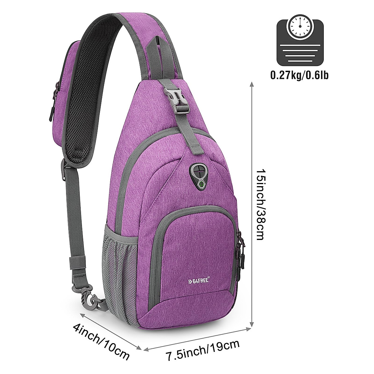 G4Free RFID Sling Bag Crossbody Sling Backpack Small Chest Shoulder Backpack Men Women Hiking Outdoor(Light purple)