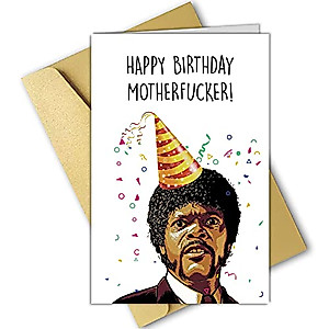 Funny Samuel L Jackson Birthday Card, Pupl Fiction Card for Friend, Humorous Bday Card for Him Her, Rude Card for Boyfriend