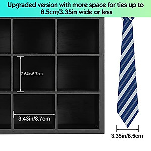 B4Life Tie Rack Wall Mounted Tie Box,Tie Organizer Tie Display Racks for Wall, Bamboo Tie Storage Tie Organizer for Men Tie Holder Wall Mount(Storage 16 Ties,Black)