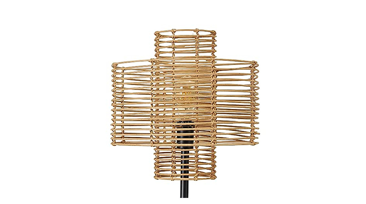 Silverwood Cyndi Rattan Floor Lamp - Black, Modern Style