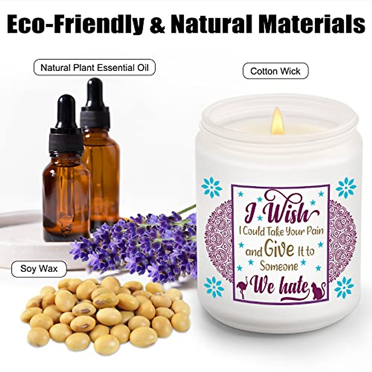 Warming Gifts for Patients, Get Well Soon Gifts for Women Men, Take Your Pain Scented Soy Candle, Feel Better, After Surgery Gifts for Him, Her, Friends, Lavender Scented Candles