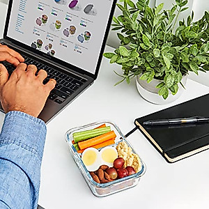 Bentgo® Glass Snack - Leak-Proof Bento-Style Snack Container with Airtight Lid and Divided 2-Compartment Design - 1.75 Cup Capacity for Meal Prepping, and Portion-Controlled Snacking (Purple)