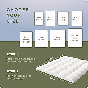 RV Short Queen Mattress Topper - Soft & Extra Thick Pillow Top for Camper Mattress Pad & Protector | Bed Topper for RV Camper Bed, Pop Up and Trailer
