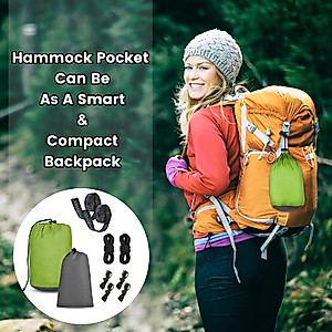 Portable Double Camping Hammock,2 Person Nylon Parachute Hammock with Mos-Quito Net Outdoor Hammocks Tent with Waterproof Rainfly Awning for Outdoors Camping Backpacking Hiking Travel