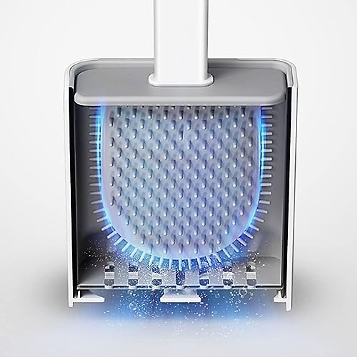 Silicone Brush Toilet Brush Clear Double Sided Brush Head Toilet Cleaner Brush Home Bathroom Toilet Bowl Brush and Holder Set