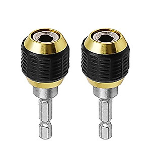 Saipe 2 Pcs 1/4 Inch Hex Shank Drill Bit Extension Screwdriver Bit Holder Extension Rod Self-Locking Drill Bit Holder Quick Release Chuck Adapter Connector Power Drill Tool [60mm Length]