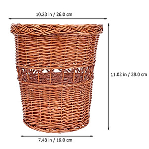 DOITOOL Portable Woven Basket Trash Can Decorative Sundries Container Basket Small Wastebasket Woven Storage Baskets for Bedroom, Bathroom, Utility Rooms, Garages (10 x 11 x 7 inch)