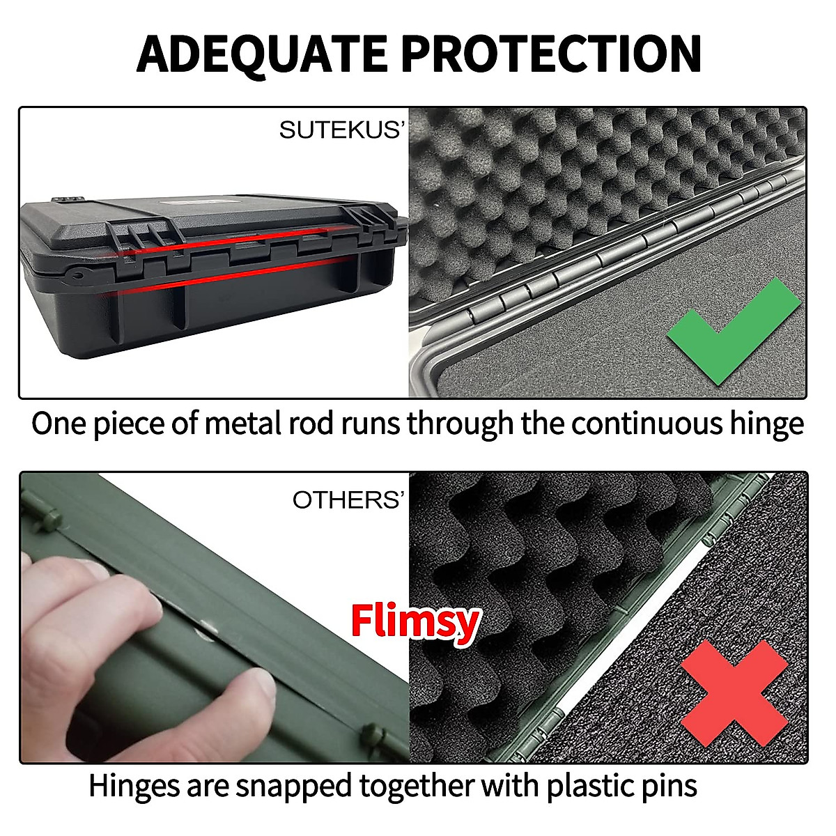 Sutekus Hard Gun Case Pistol Case Durable Handgun Case Lockable Pistol Carrying Cases Gun Accessories (Large)