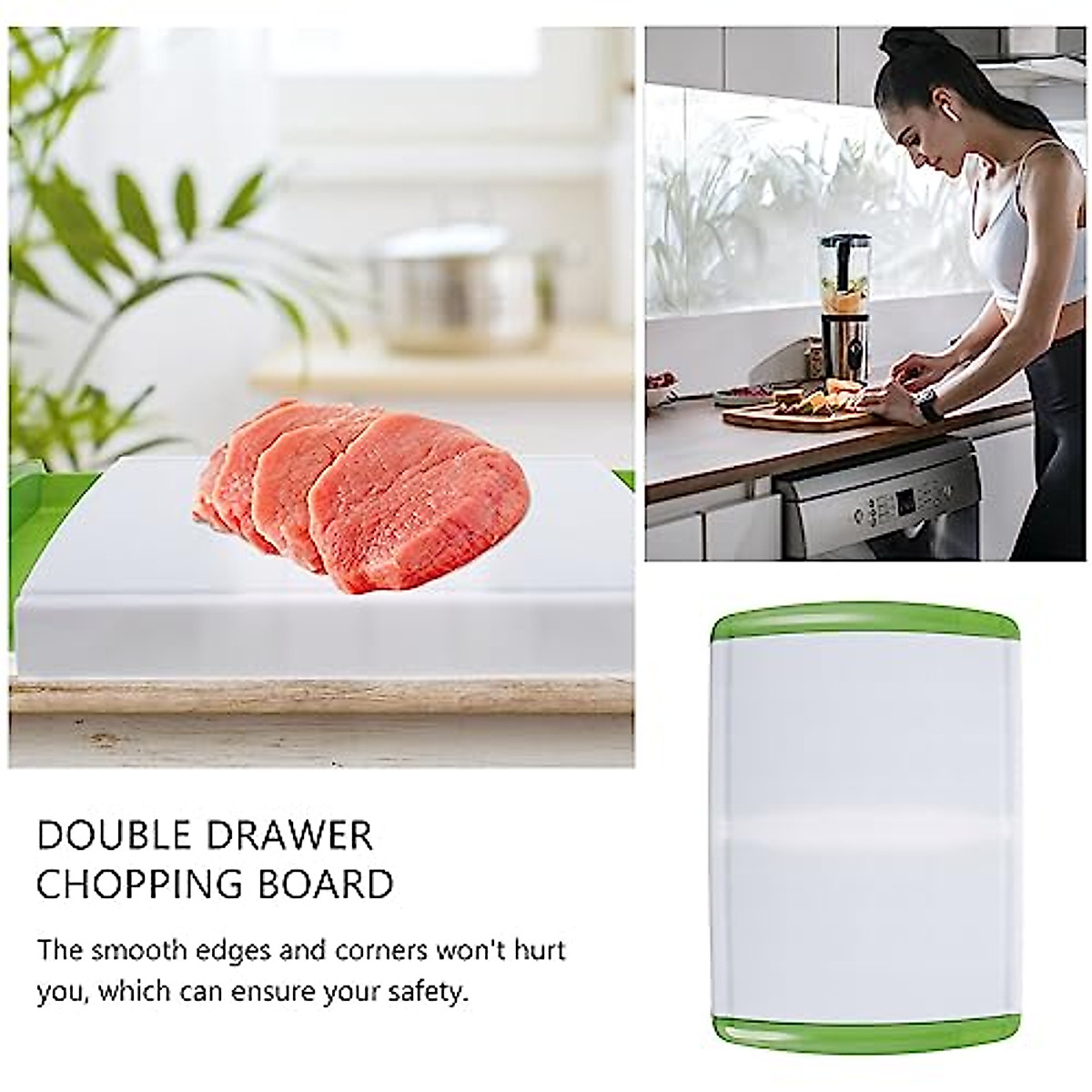 Kichvoe Plastic Cutting Board with Slide out Trays Space Saver Catches Food and Waste Food Prep Station for Kitchen Cooking Supplies