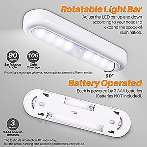 STAR-SPANGLED 3 Pack 7” Motion Sensor Lights Indoor Battery Operated, Stick on LED Light for Closet, Stairs, Under Cabinet, Cool White
