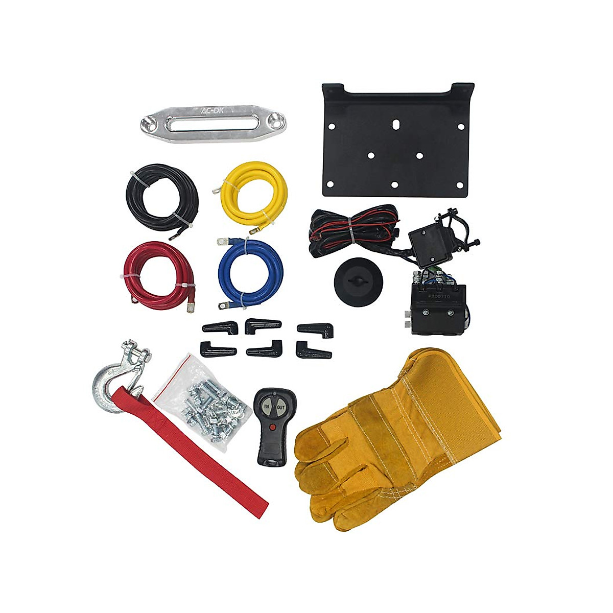 AC-DK 5500lb. Electric Synthetic Rope ATV Winch Kits, 12V Winch for Towing ATV/UTV Off Road Trailer, IP67 Waterproof Winch with Wireless Remote Control Mounting Bracket(5500 lbs Winch)