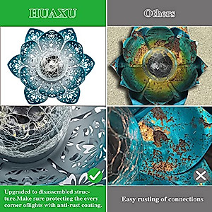 Huaxu Solar Garden Lights Outdoor Decorative - Bright Lotus Flower Table Lamp, Waterproof Solar Lights for Patio Pathway Yard Balcony Outside Decor