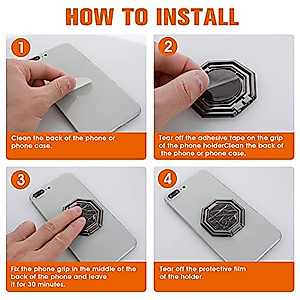 cobee Cell Phone Ring Holder Finger Kickstand, 360° Rotation Metal Cellphone Back Grip Foldable Cell Phone Stand Adjustable Phone Holder Compatible with Most Smartphones(Black Marbling)