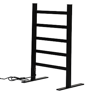 TVBNHU Black Electric Heating Towel Rack, Freestanding Towel Warmer with 5 Heated Bars, 120W Mute Constant Temperature Heated Towel Rail Radiator, Aluminum, 800X500x110mm