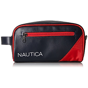 Nautica Men's Top Zip Travel Kit Toiletry Bag Organizer, red, One Size