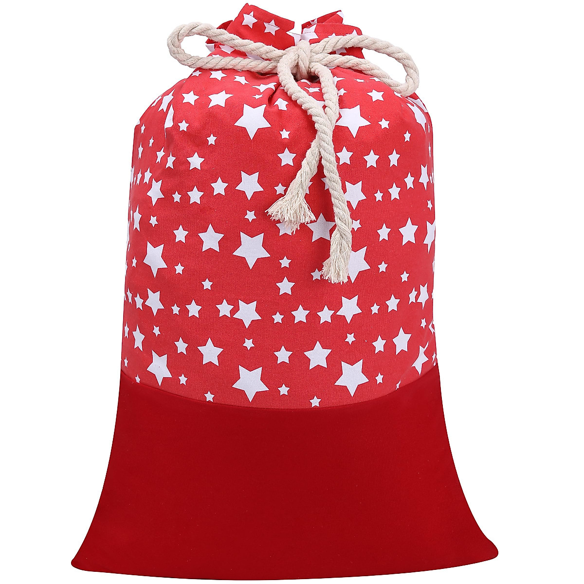 wonshia Personalized Drawstring Christmas Santa Sacks Reusable Christmas Star Santa Bag Large Christmas Canvas Gift Bag for Kids Xmas Present Christmas Party