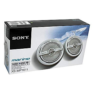 Sony XS-MP1611 6.5 Inch 280 Watt 4 Ohm Dual Cone Weatherproof Marine Audio Stereo Speakers with Polypropylene Woofer Cone, White, 2 Pairs