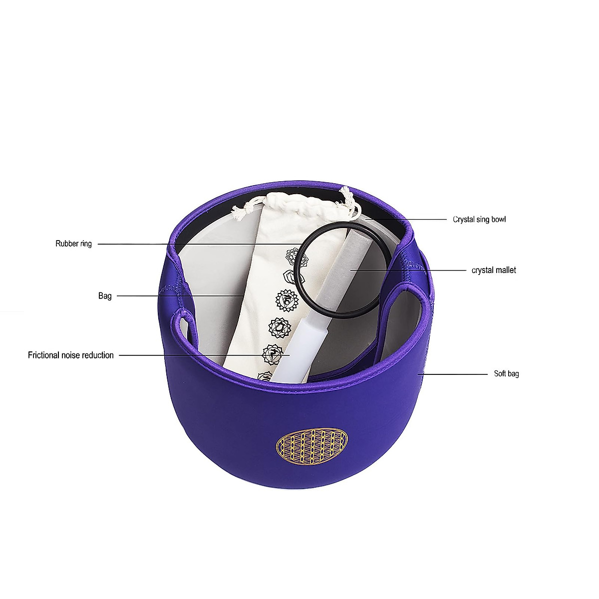 FMTY 10inch Crystal Singing Bowl WHITE G Note Throat Chakra with soft carrying case and Singing Mindfulness, Yoga, Spiritual and Body Healing and Energy Cleansing