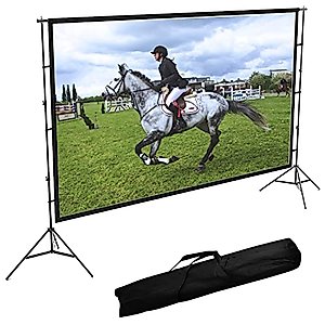 Projector Screen and Stand, 84/100/120 inch 16:9 HD 4K Thickened Wrinkle-Free Portable Movies Screen, for Indoor Outdoor Home Theater Backyard Camping,100in