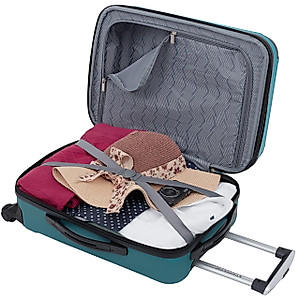 Travelers Club Chicago Hardside Expandable Spinner Luggage, Teal, 3 Piece Set