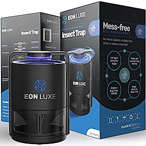 Indoor Insect Trap Bug-Zapper by Eon Luxe Solutions - Catcher & Killer for Gnat, Moth, Fruit Flies, Mosquito - Non-Zapper Traps for Bug Free Home - Catch Flying Insect Indoors via Light and Glue