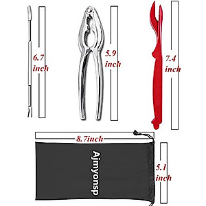 Ajmyonsp 8Pack Seafood Tools Set Crab Crackers Nut Cracker and Picks - 4 Crab Leg Forks 2 Stainless Steel Lobster Crackers 2 Shellfish Sheller Knife & Dishwasher Safe