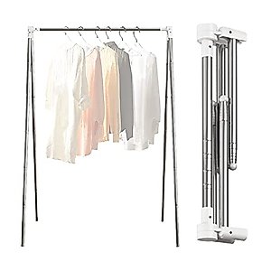 LINNNZI Portable Garment Rack, Stainless Steel Foldable Clothes Rack for Travel, Camping, Hotel Room, Laundry, Dance, Indoor, Outdoor