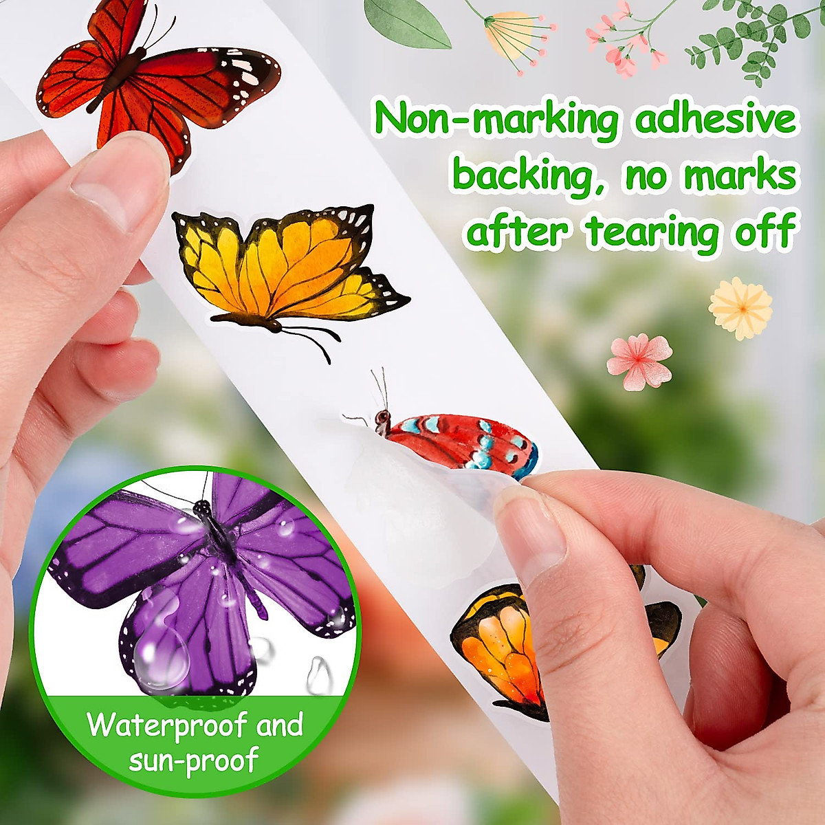 1600 PCS Butterfly Roll Stickers, 16 Styles Butterfly Stickers for Kids, Waterproof and Sun-Proof 3D Roll Stickers for Parties, Walls, Scrapbooks, Envelopes, Birthday and Greeting Cards