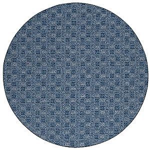 Furnish my Place Abstract Indoor/Outdoor Commercial Navy Color Rug, Pet-Friendly, Round Rug, Doorway, Perfect for Living Room, Bedroom, Entryway, Made in USA - 4' Round